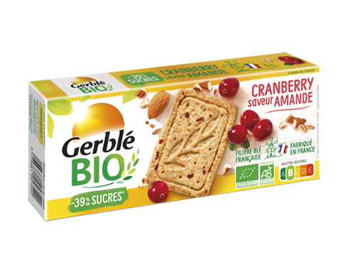 BIO SABLE AMANDE CRANBERRY GERBLE 132G – épicerie les 3 gourmets