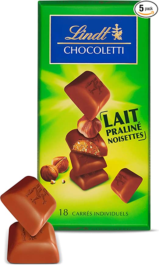 Lindt Lait Praliné Noisettes CHOCOLETTI - Chocolat au Lait - 100g ...