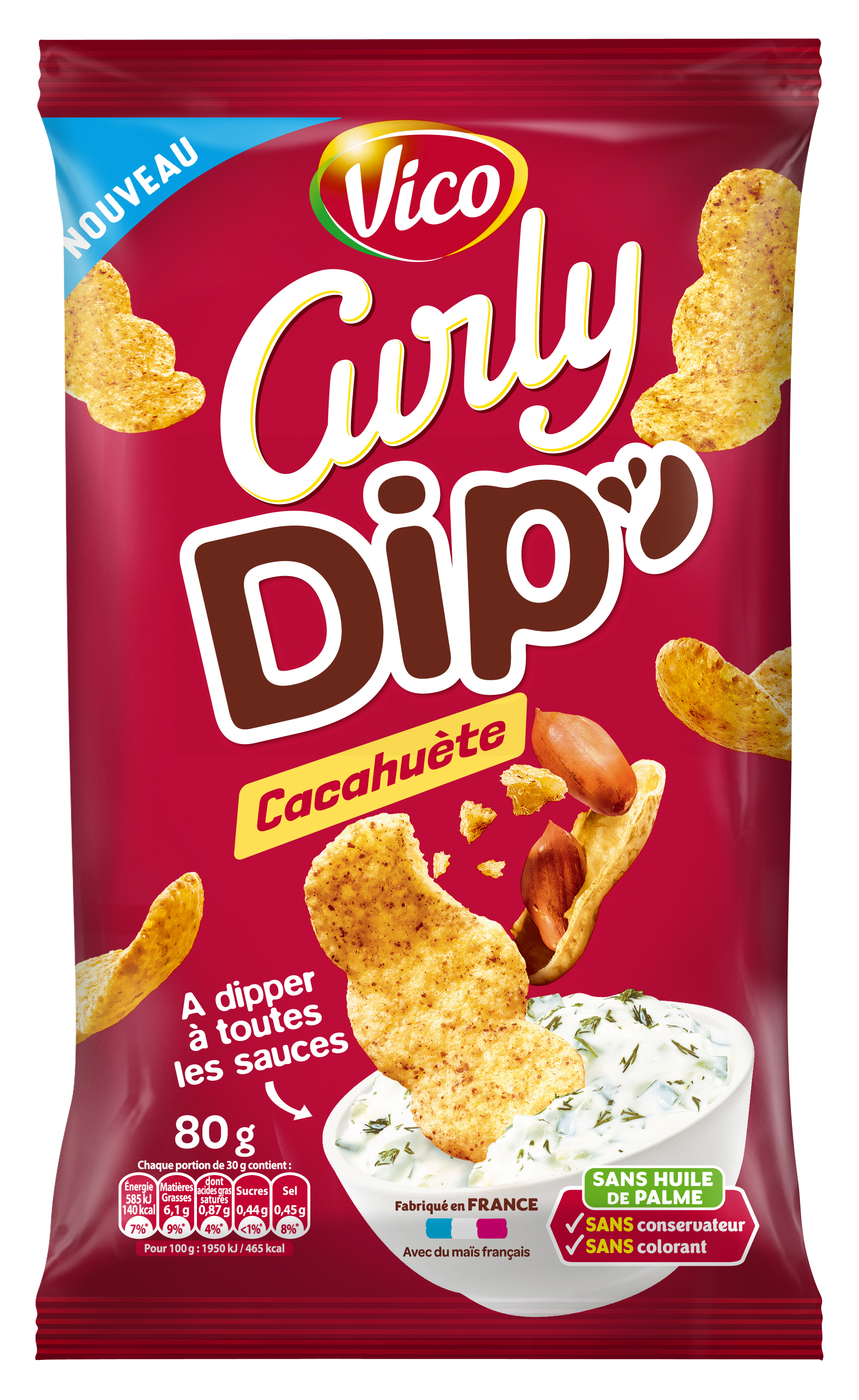 CURLY Biscuits Apéritifs Cacahuétes DIP 80g – épicerie les 3 gourmets