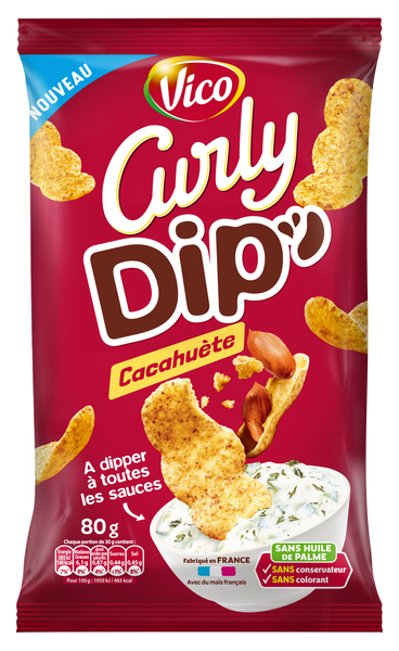 CURLY Biscuits Apéritifs Cacahuétes DIP 80g – épicerie les 3 gourmets