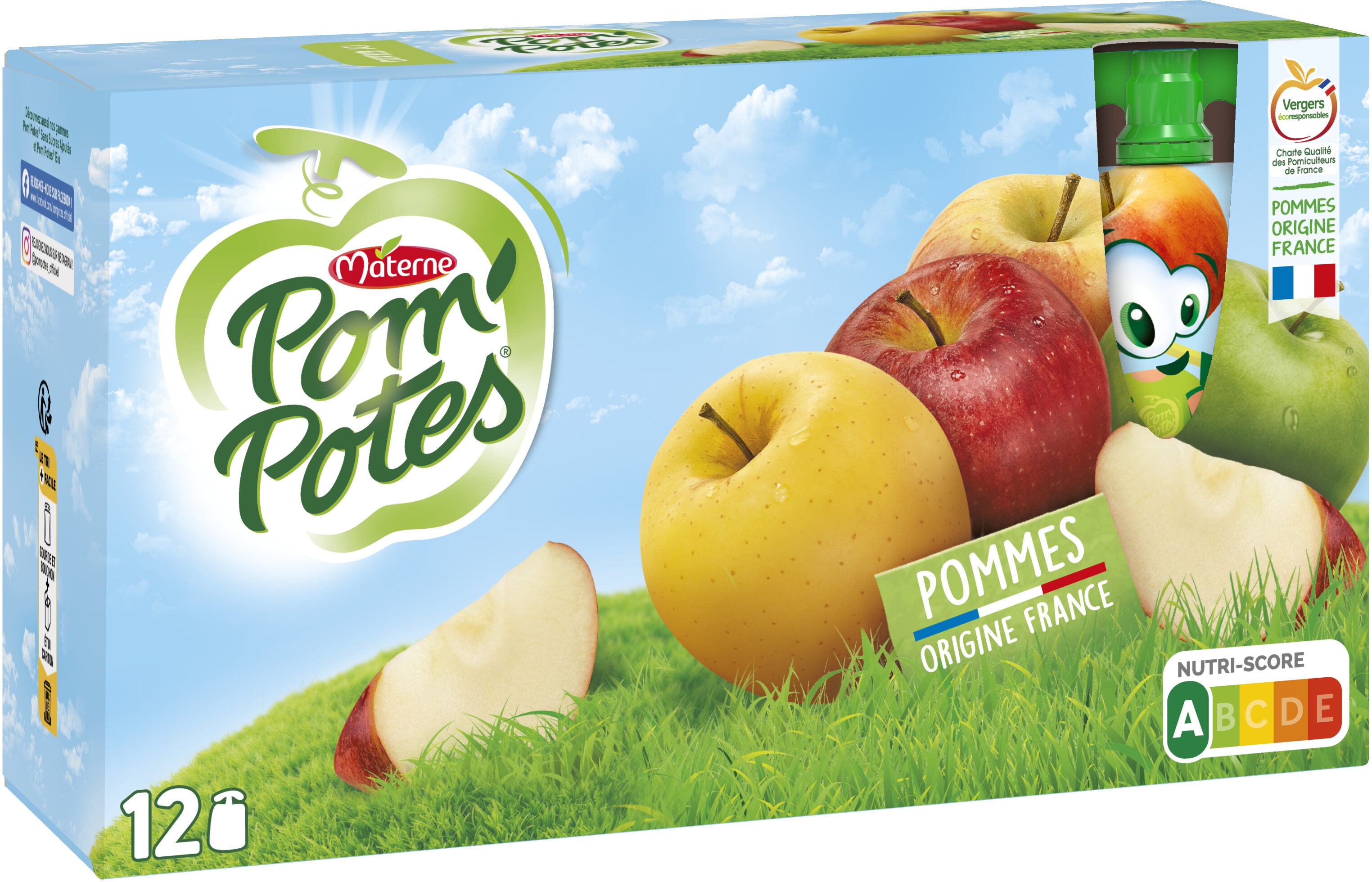 Compote de pomme nature POM'POTES MATERN 90g – épicerie les 3 gourmets